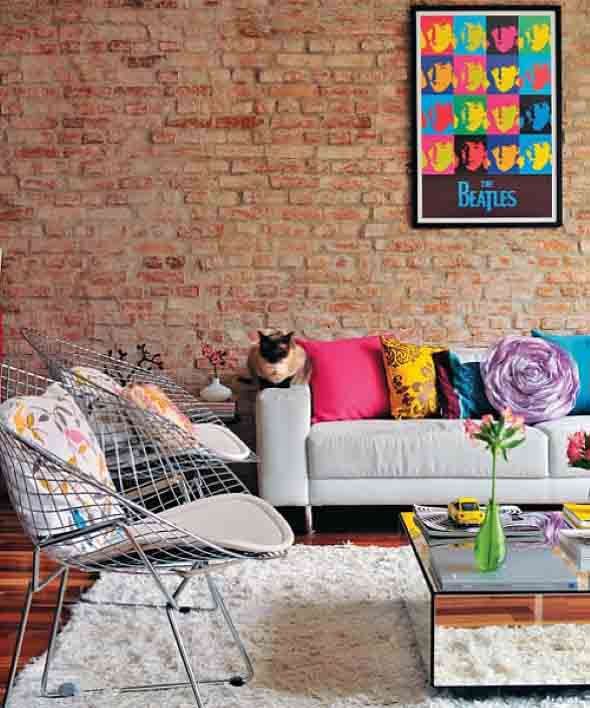 Paredes sem reboco na decoração